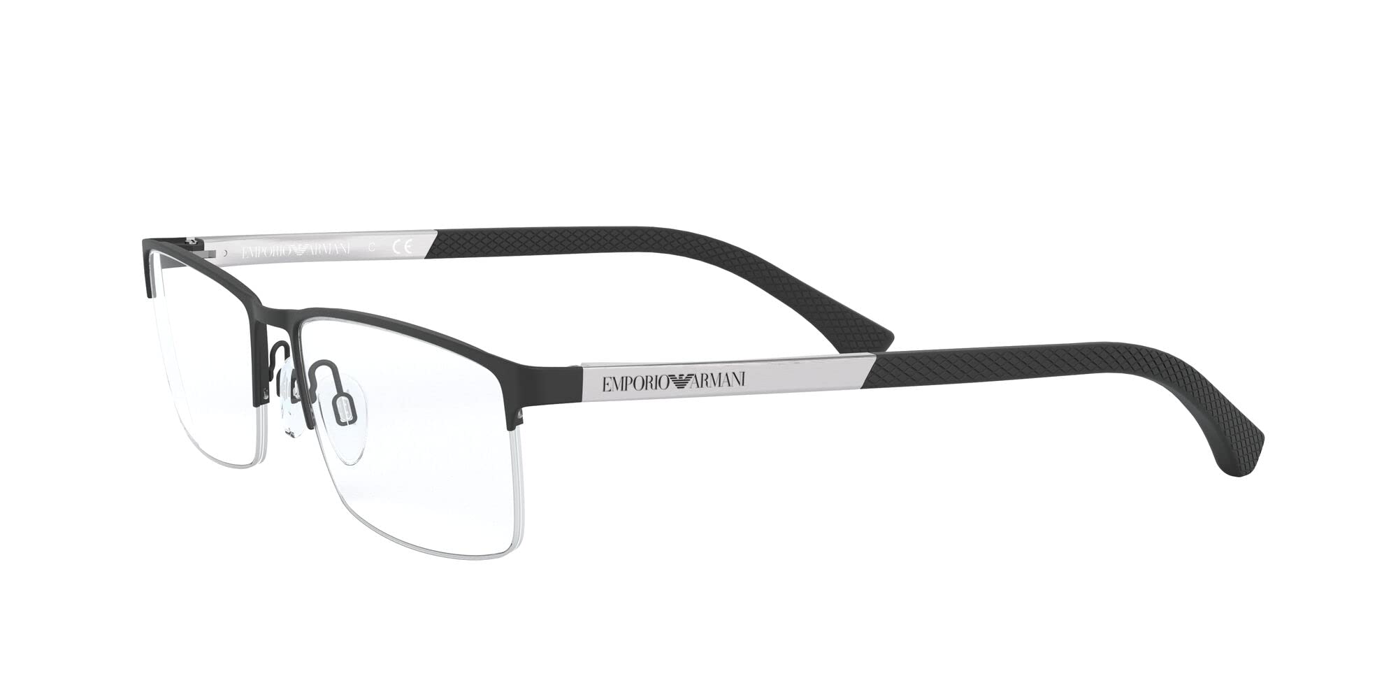 Emporio Armani Men's EA1041 Rectangular Sunglasses, Rubber Black/Demo Lens, 55 mm