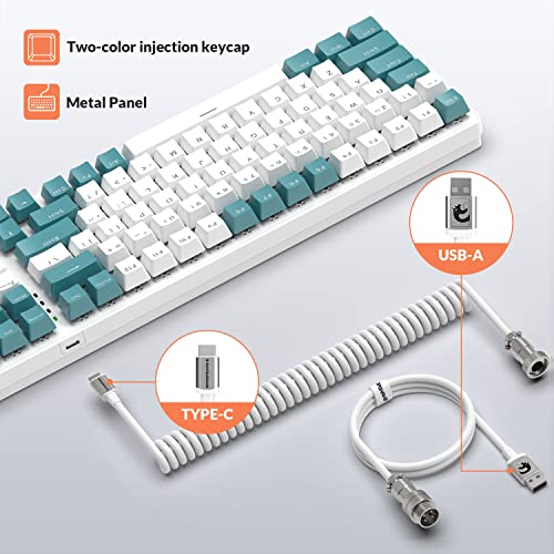K3-95% Wired Gaming Keyboard and ultra-light honeycomb mouse with Coiled Usb C Cable,Clicky Blue Switch LIGHTSYNC RGB Chroma Backlit TKL 98 key 4 in 1 Gaming Bundle Retro Metal Panel for PC/Mac