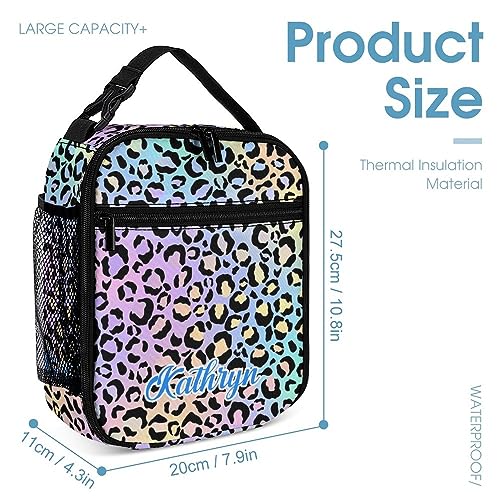 Sanley Personalized Leopard Print Backpack Set with Name 3-in-1 Backpack Set with Lunch Bag Pencil Case Custom Cute Leopard Backpack Set Large Capacity Backpack,Style 11