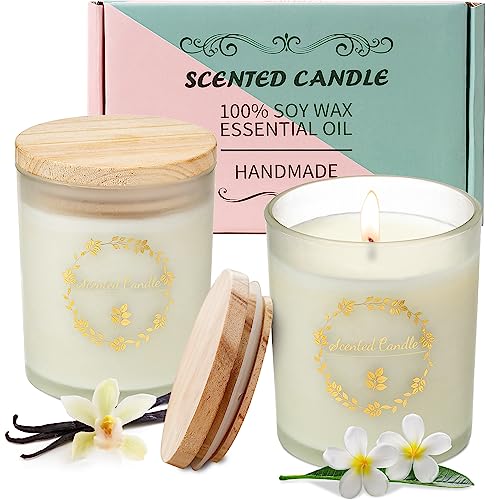 Soy Candles for Home Scented,2 Pack 5.5 Oz Scented Candle Gift Set for Women, Aromatherapy Jar Candles - Ideal Candles Gift for Women (Vanilla and Gardenia)