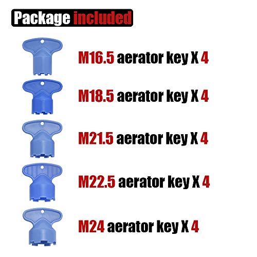 JQK Cache Faucet Aerator Key, Removal Wrench Tool for M 16.5 18.5 21.5 22.5 24 cache aerators, 5 Set (Pack of 4), HAK5S-P4
