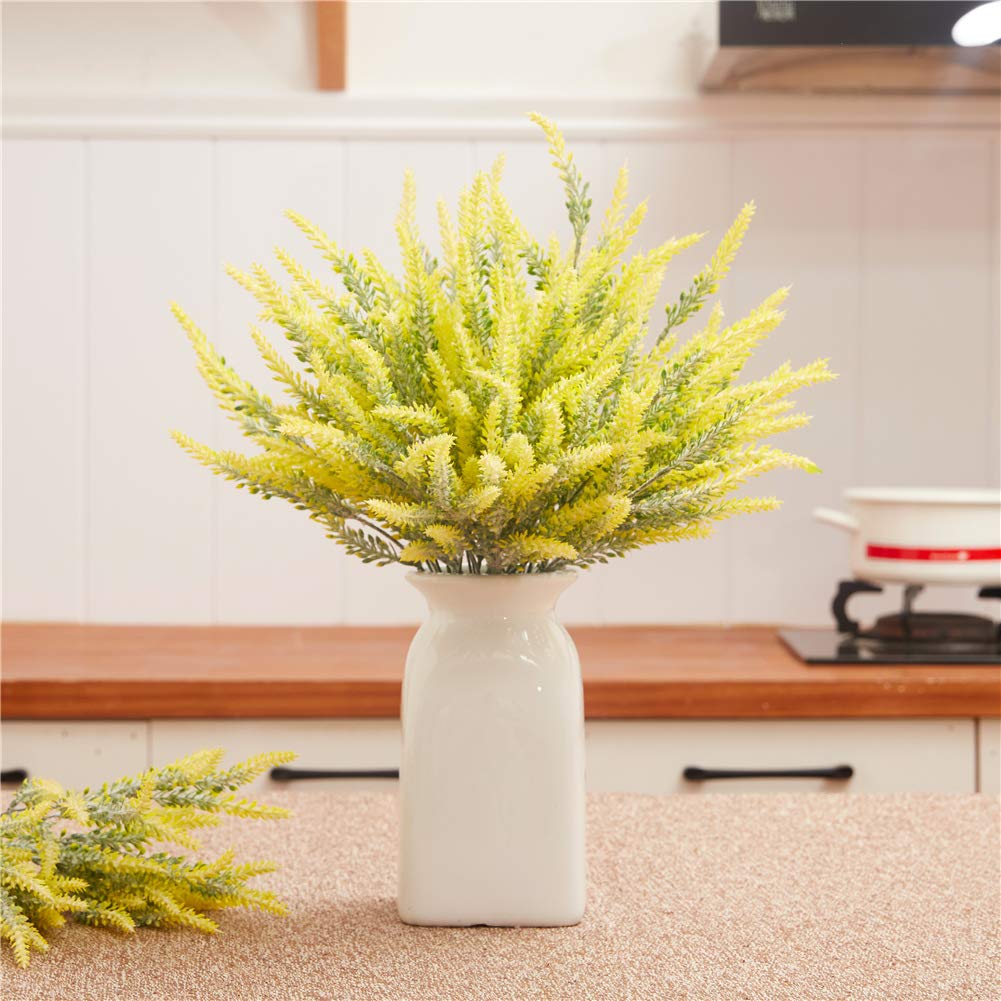 Fule 4 Pcs Artificial Lavender Flowers for Home Kitchen Party Wedding Garden Office Patio Decor, Yellow