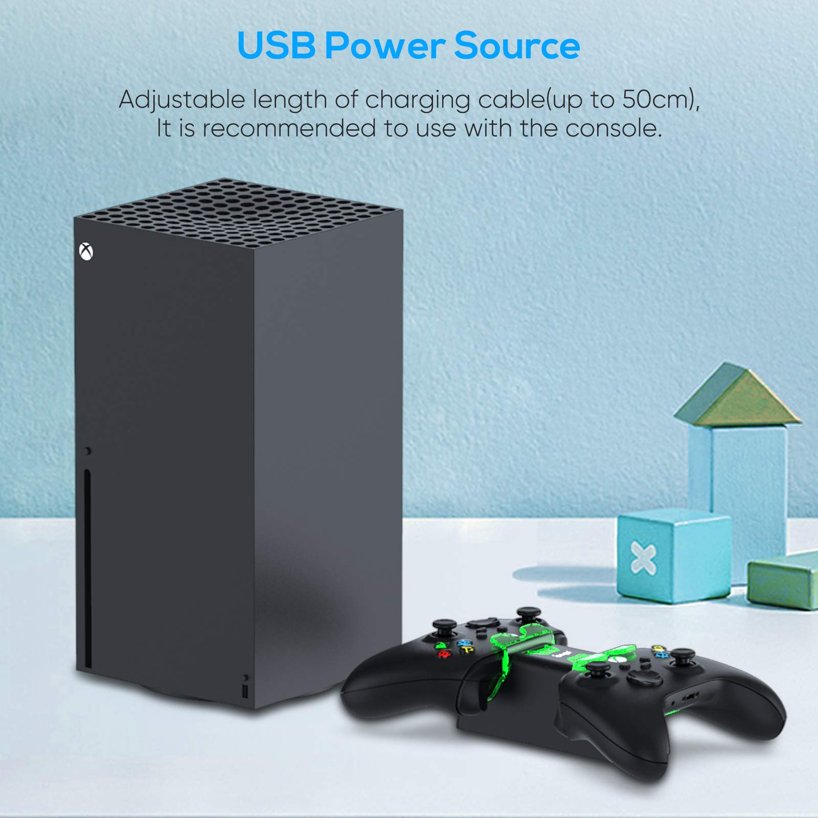 FASTSNAIL Controller Charger Station and Rechargeable Battery Pack 2 x 1400mAh for Xbox Series X|S, Dual Charger Dock with Charging Cable and LED Indicator