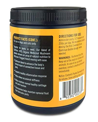 Mushroom Matrix Canine Organic Mushroom Powder Joint and Hip Function Supplement for Dogs & Cats, USA Grown, Joint Health and Hip Function, 200 Grams (Packaging May Vary)