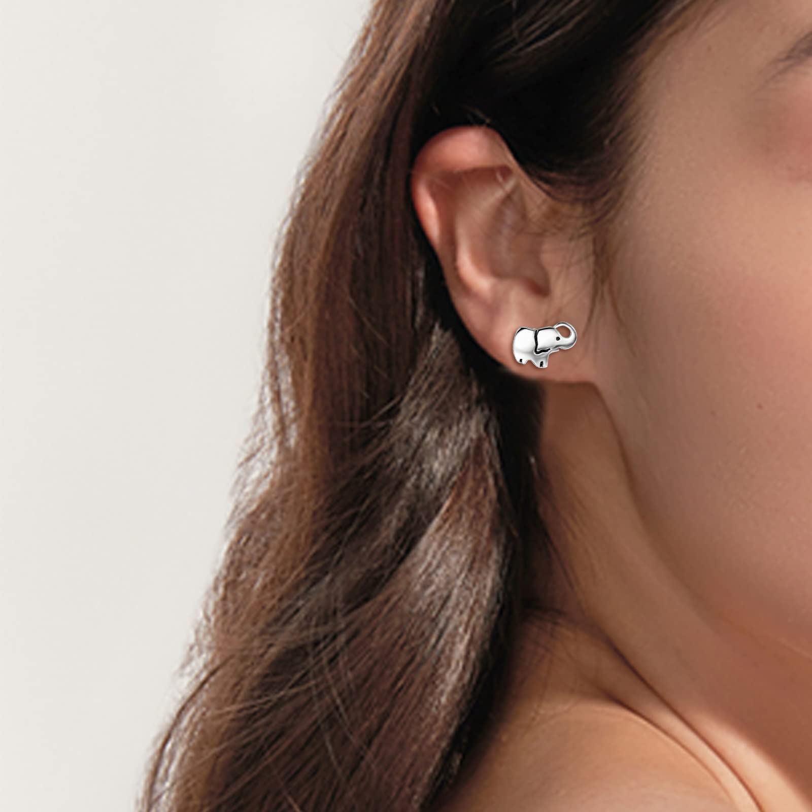 Elephant Earrings Sterling Silver Cute Mini Elephant Stud Earrings Jewelry for Women
