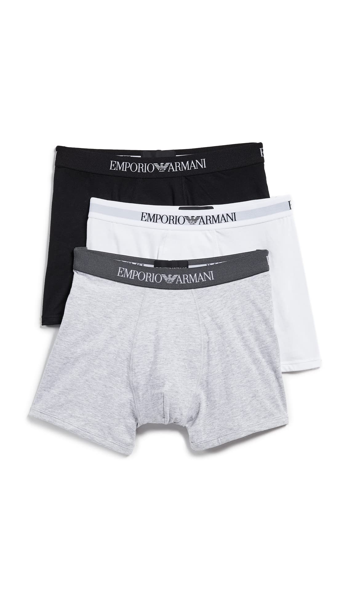 Emporio Armani Men's Pure Cotton Men's 3 Pack Boxer Brief Underwear, -grey/white/black, X-Large