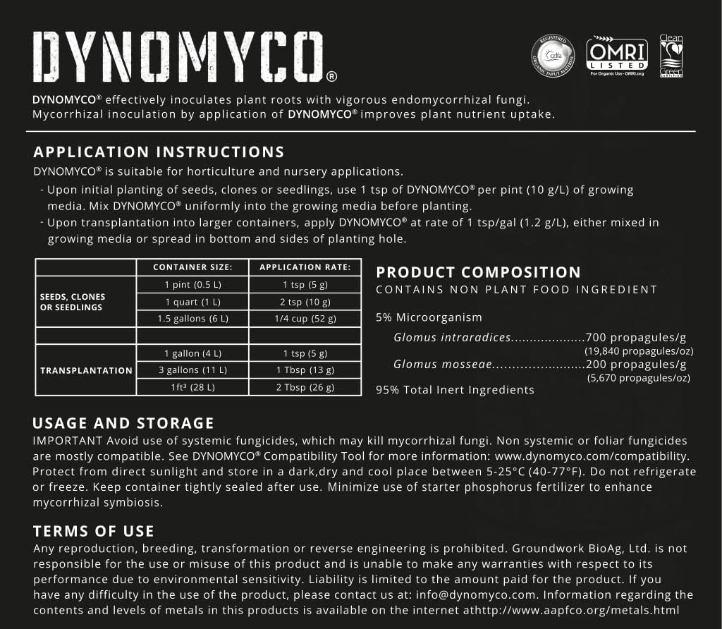 Mycorrhizal Inoculant by DYNOMYCO β High Performing Strains β Concentrated Formula β Improves Nutrient Uptake β Increases Plant Yields Enhances Resilience to Stress Saves Fertilizer (3.5 Oz / Up to 20 Plants)