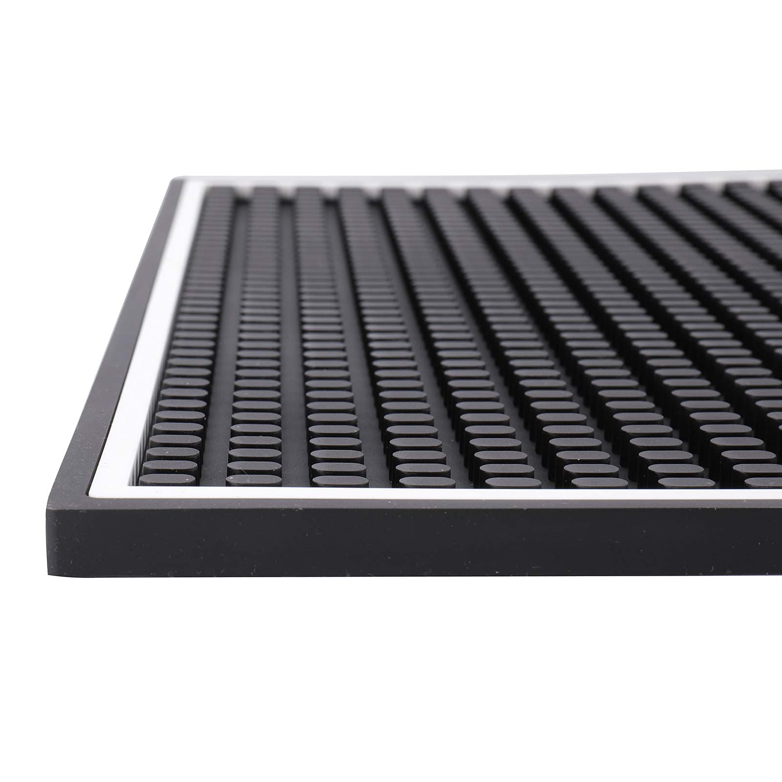 Jucoan 2 Pack Bar Mat, 12 x 6 x 0.4 Inch Thicken Rubber Bar Service Mat, Heavy Duty Anti-Slip Countertop Drink Spill Mats for Coffee Shops, Bar, Home and Hotel