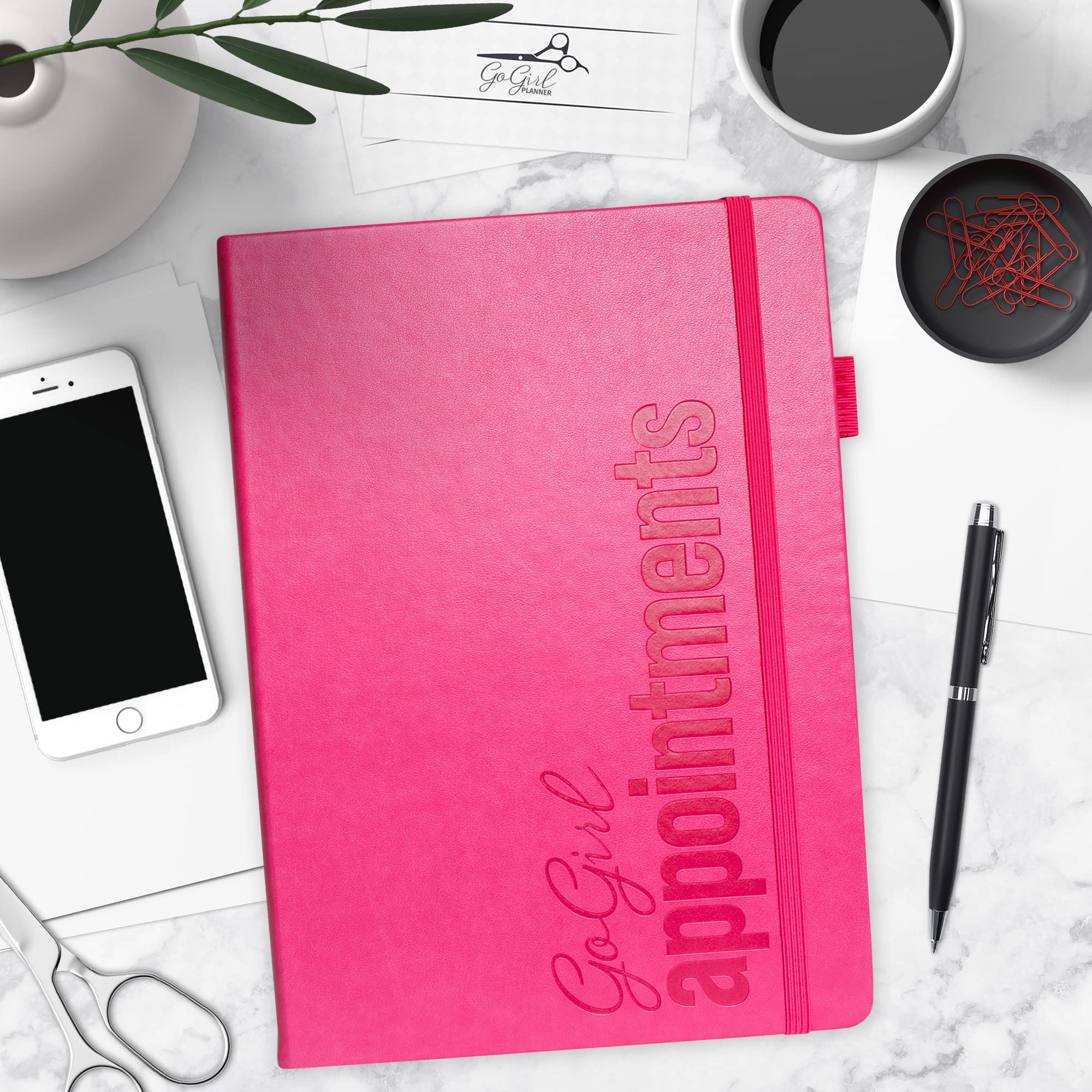 GoGirl Salon Appointment Book – Reservation Book for Beauty Salons, Spas, Hair Stylists, Estheticians – Appt Booking Planner, 7x10″ (Hot Pink)