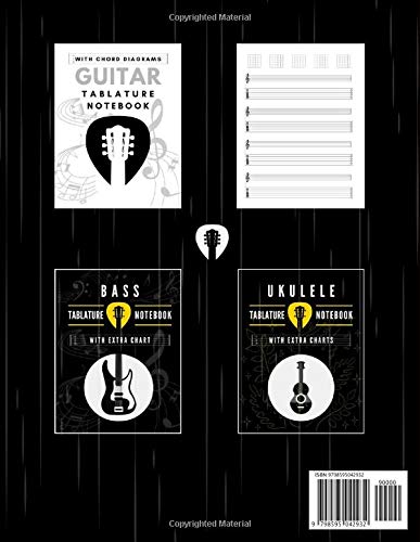 Guitar Tablature Notebook with Extra Charts: Blank Guitar Tablature, Staff Paper, Standard Tab Manuscript Paperback Chord Chart Ukulele Strumming, Circle of Fifths