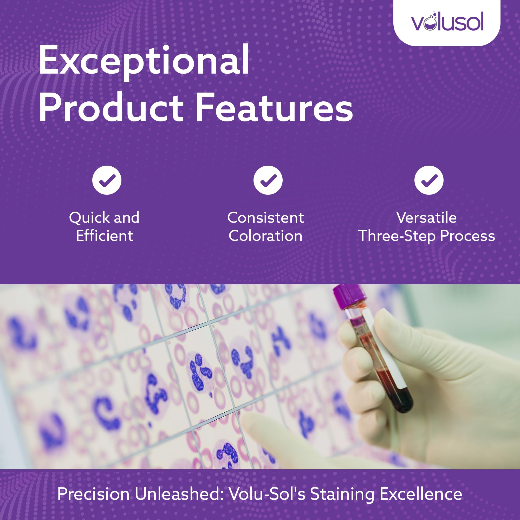 Volu Sol Wright-Giemsa Stain - Professional Hematology Stain for Blood Smears - Explore Cell Morphology and Conduct Differential WBC Counts with Precision (250 mL / 8 oz.)