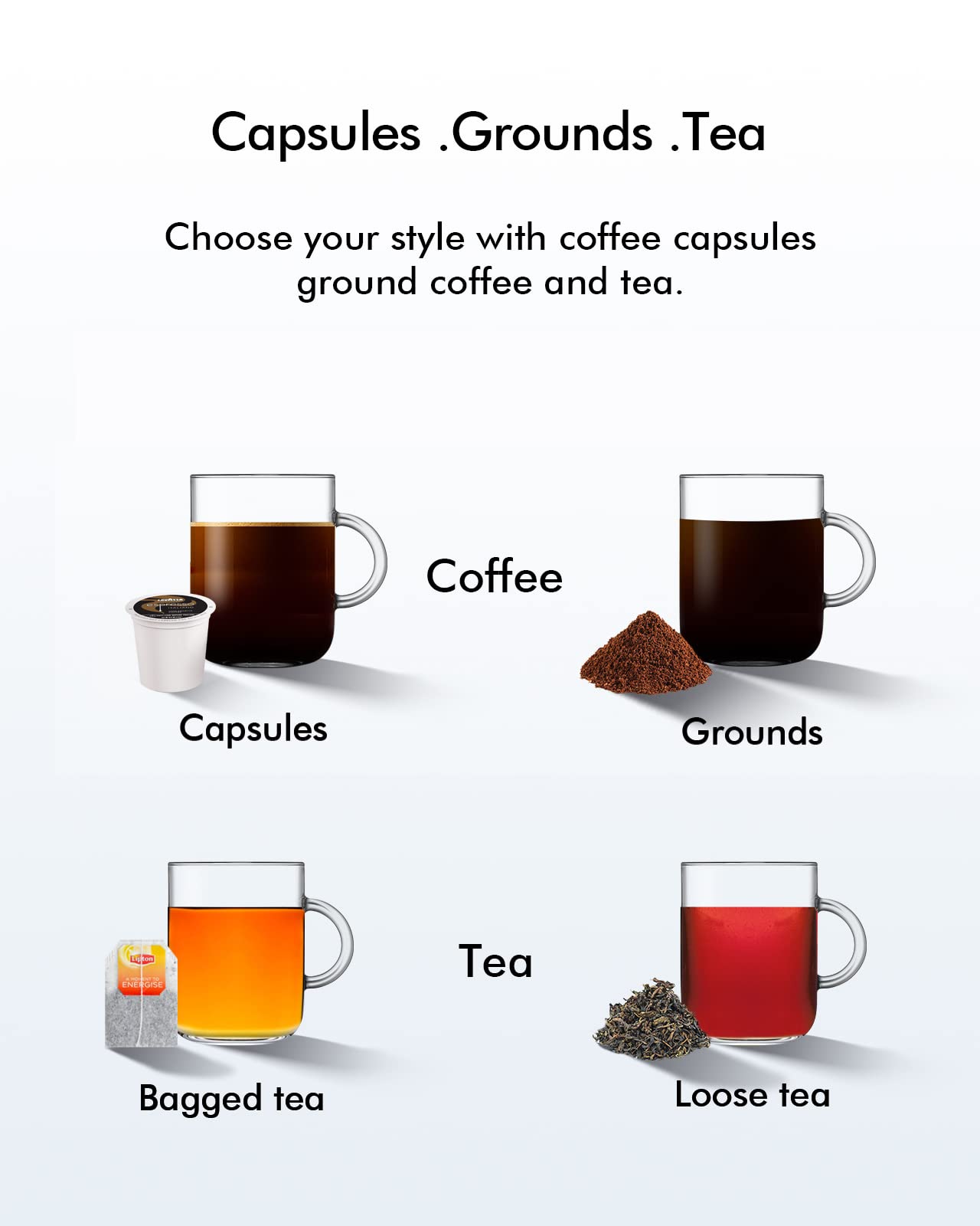 SIFENE 3-in-1 Single Serve Coffee Maker for K-pods, Ground Coffee, and Loose Leaf Tea, Custom Temperature and Strength Control, Quick Brew with Large 50 oz Reservoir