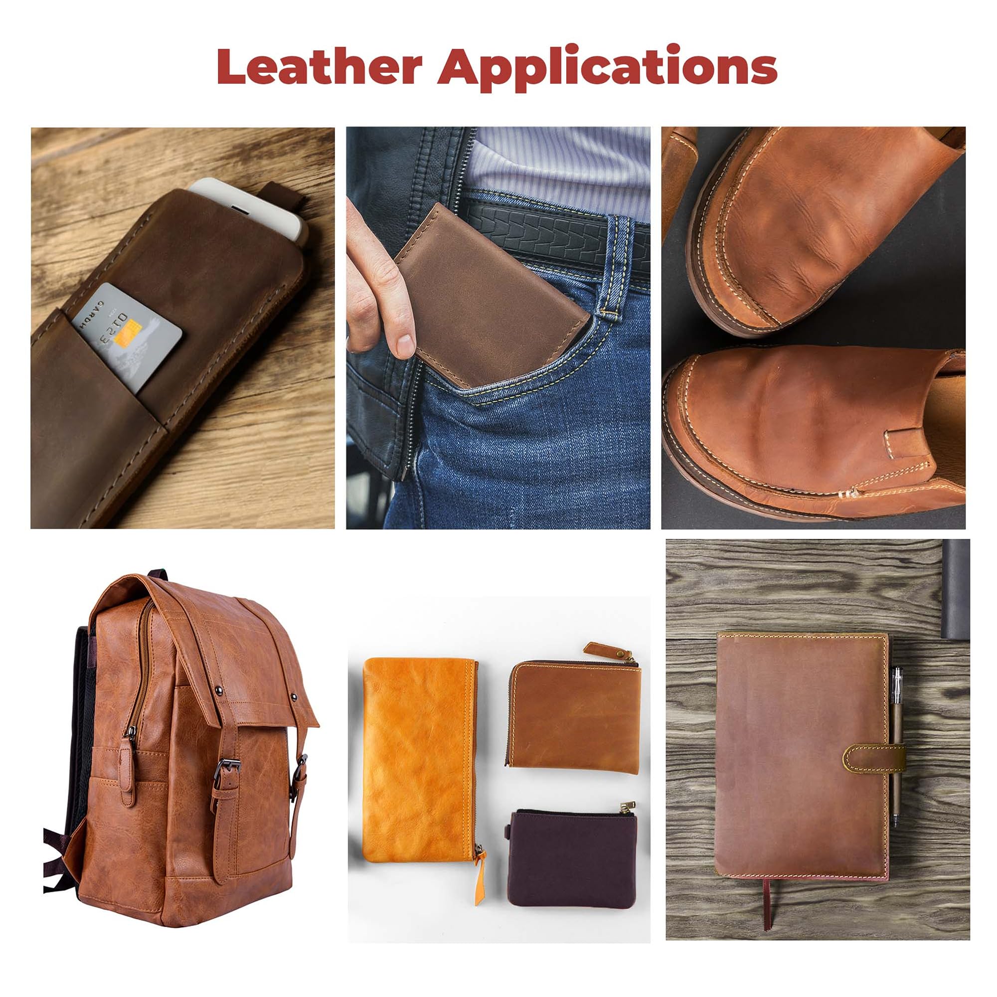 ELW 6-10 oz (2.4-4mm) Thickness, 2 LB Vegetable Tanned Leather Scraps, Heavyweight, Cowhide Remnants Full Grain Leather for Tooling, Holsters, Knife Sheath, Carving, Embossing, Stamping