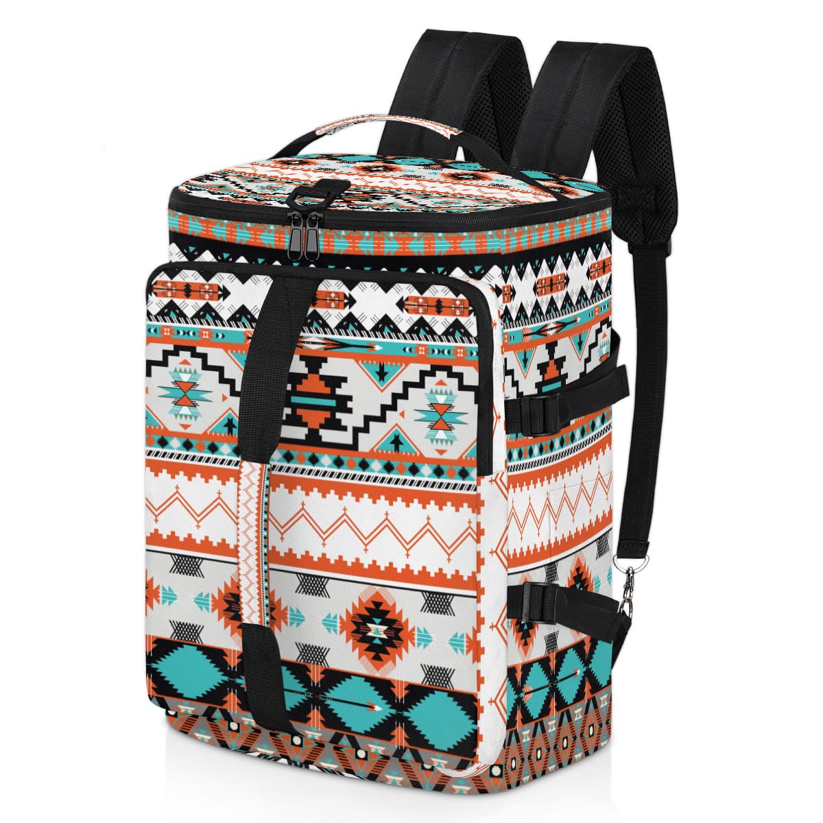 Ethnic Aztec Geometric Gym Duffle Bag Backpack Waterproof with Shoes Compartment Travel Sling Bag Casual Daypack for Men and Women Shoulder Weekender Overnight Bag