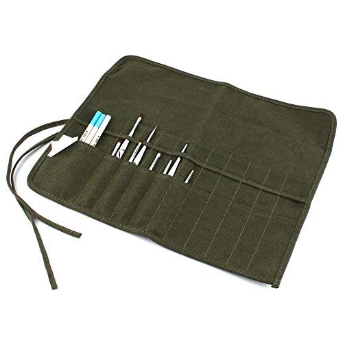 Paint Brush Holder, 22 Slots Art Paint Brush Storage Organizer Artist Paint Brush Roll Pouch For Student Artist Draw Pen Watercolor Oil Brushes Organizer, Army Green