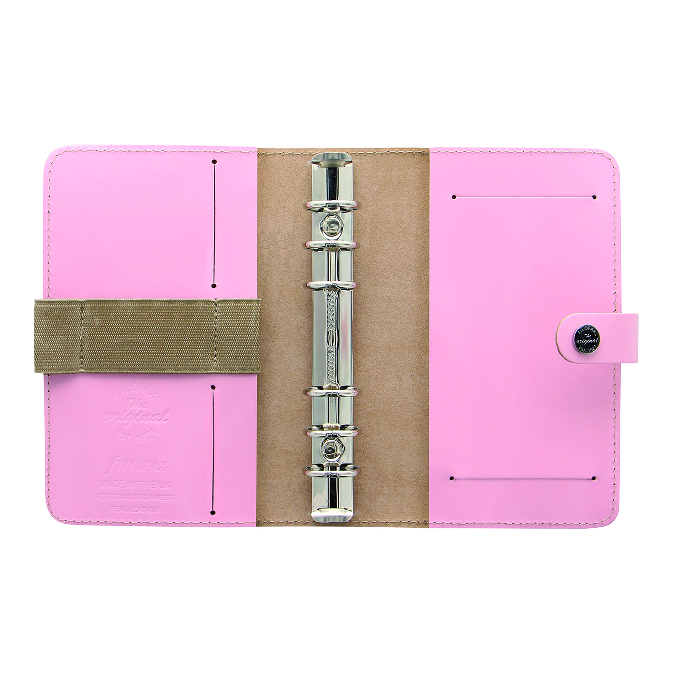 Filofax The Original Organizer, Personal Size, Patent Rose - Leather, Six Rings, Week-to-View Calendar Diary, Multilingual, 2022 (C022595-22)