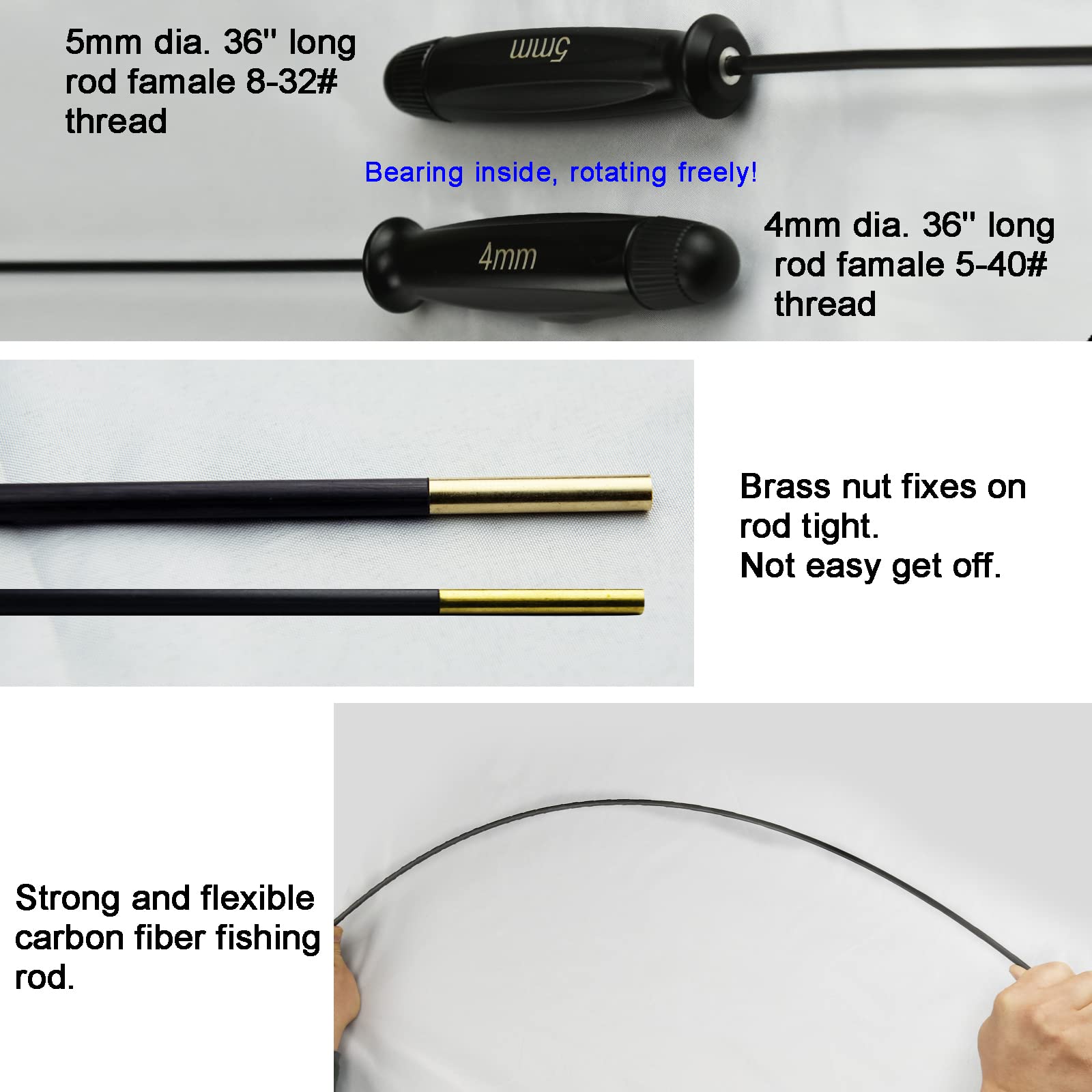 Gun Cleaning one Piece Long Rod kit 2 Carbon Fiber rods (4,5mm) 36" Long with 2 Plastic Chamber Cleaning rods Packed in one Tube bore Friendly…