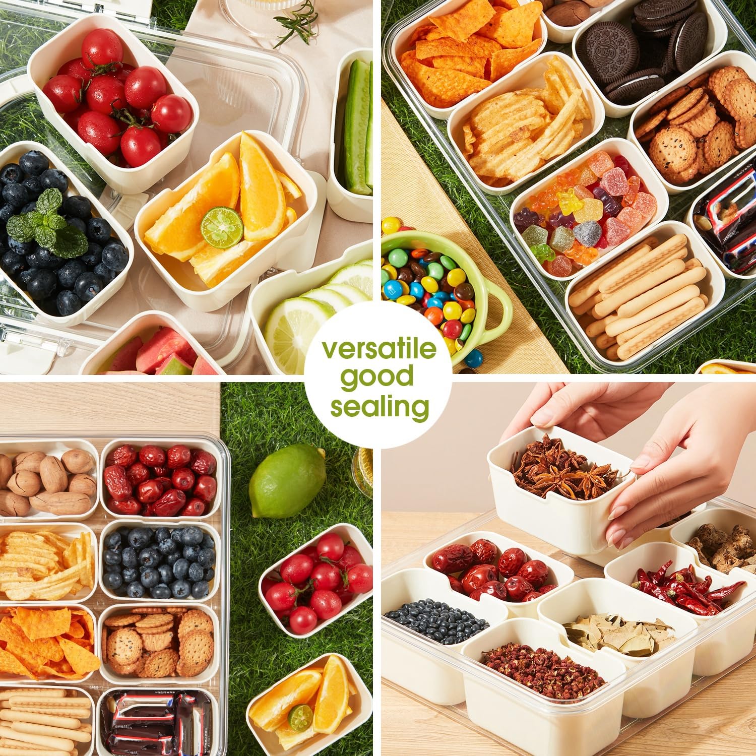 SHUCHNOYE Snackle Box Container with Lid and Handle β Divided Serving Platters for Candy, Fruit, and Treats β Portable and Versatile Snackle Box