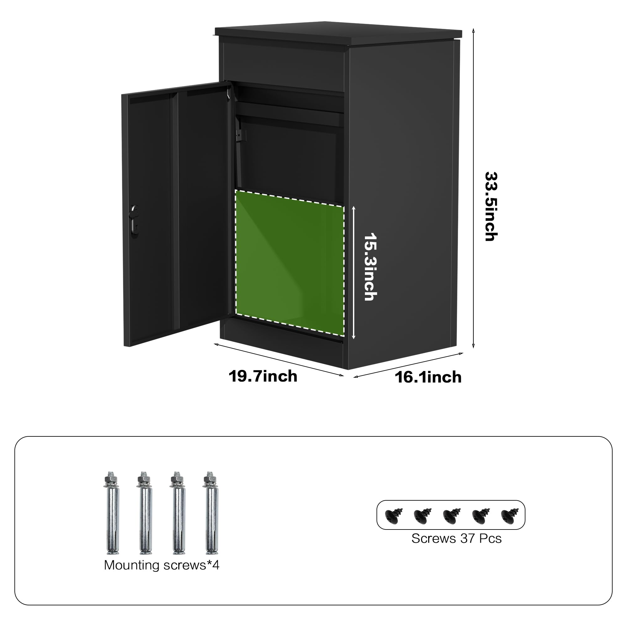 Package Delivery Box for Porch Deck Storage Box, Waterproof Package Drop Box for Outside, Anti Theft Package Lock Box Wall Mounted Package Delivery Boxes (19.7x16.1x41 inch)