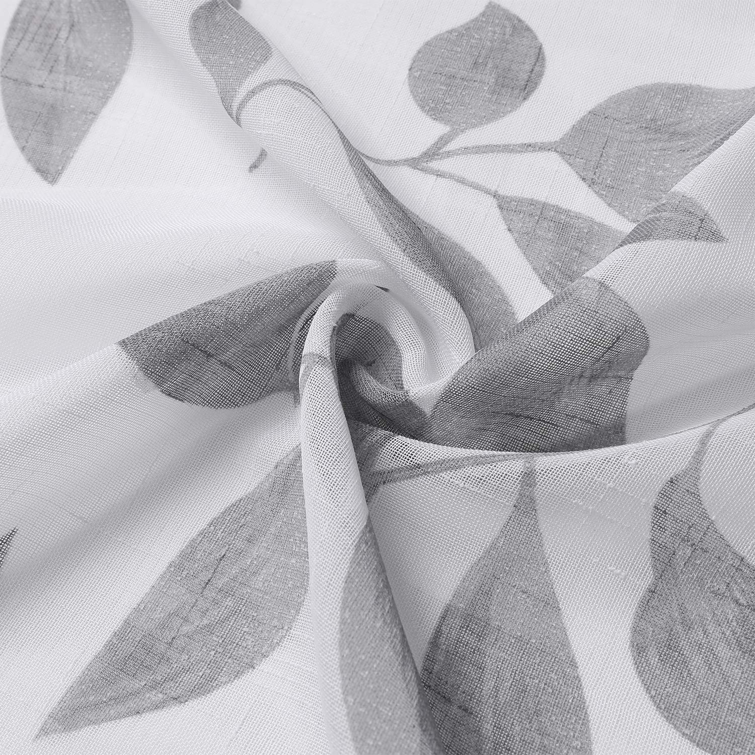 Haperlare Leaves Printed Kitchen Curtain Valance, Floral Leaf Pattern Sheer Valance Curtains for Kitchen Cafe Curtains Linen Textured Look Bathroom Window Curtains, 52" W x 15" L, Taupe, One Panel
