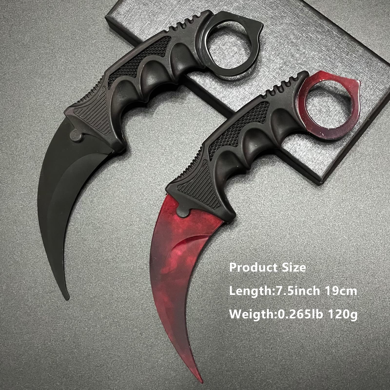 Karambit Knife Trainer Stainless Steel Practice Karambit Knife Fixed Blade Training Karambit Knife with Sheath and Cord Suitable for Hiking, Adventure, Survival and Collection 2 Pieces(Black Red)