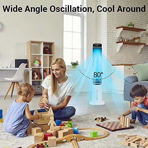 Uthfy Swamp Cooler, Evaporative Air Cooler With 4 Ice Packs and Remote, 80° Oscillation 3 Speeds 3 Modes, 41" Tower Fans that Blow Cold Air, Bladeless Fan for Bedroom Home Office