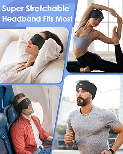 Sleep Headphones Bluetooth Headband Sleeping Headphones Headband 10Hrs Wireless Music Eye Mask with Comfortable Earbuds for Side Sleepers, Women Men Tech Gift for Birthday Christmas Stocking Stuffers