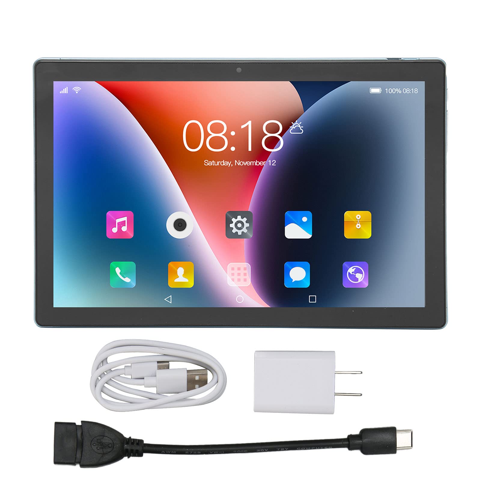 HEEPDD 5G WiFi Tablet, FHD 10.1 Inch Tablet 128GB Scalable 100‑240V Octacore CPU Stereo Dual Speakers 4G for Entertainment (Blue)