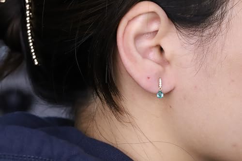 Gin & Grace 10K Yellow Gold Natural Emerald Diamond (I1,I2) Stud Earring for Women