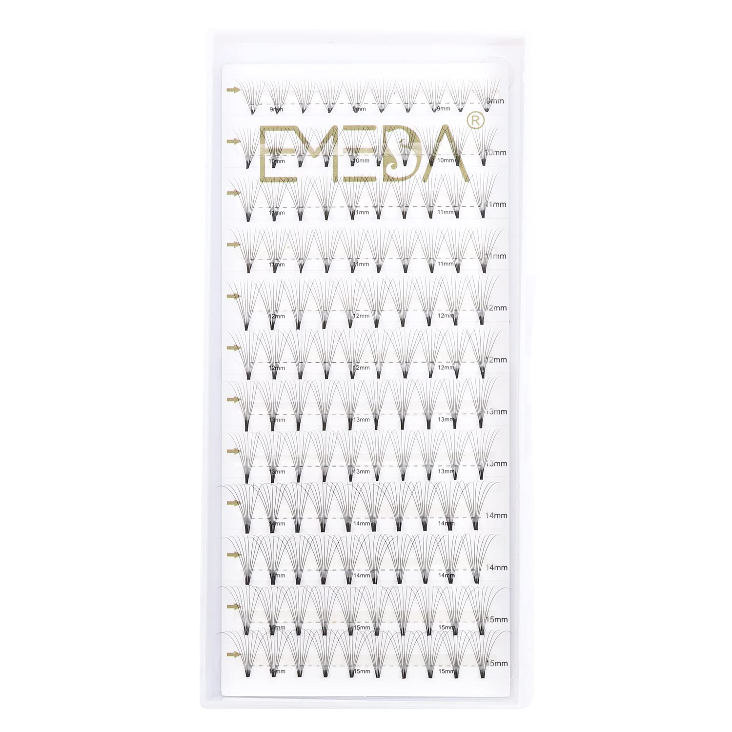 EMEDA Short Stem 8D Premade Fans Eyelash Extensions Mixed Tray Premade Lash Extensions Fans Middle Tape Wider Stem Russian Lash Extension Premade Fans (8D .07 D 9-15mm Mix Length)