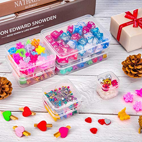 SATINIOR 24 Packs Small Clear Plastic Beads Storage Containers Box with Hinged Lid for Storage of Small Items, Crafts, Jewelry, Hardware, 1.37 x 1.37 x 0.7 in