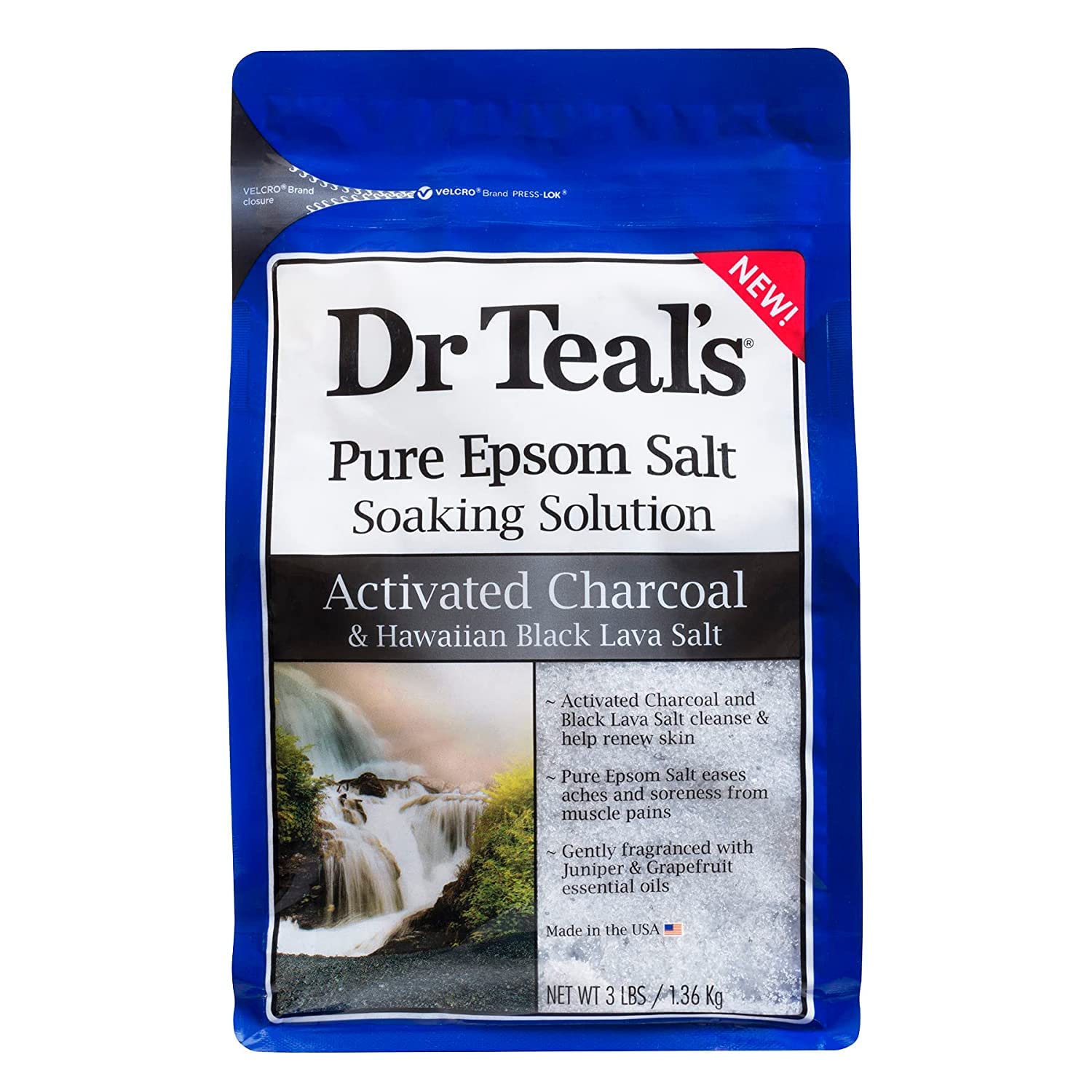 Dr Teal's Activated Charcoal & Lava Salt Soaking Solution, 3 lbs (Pack of 4)