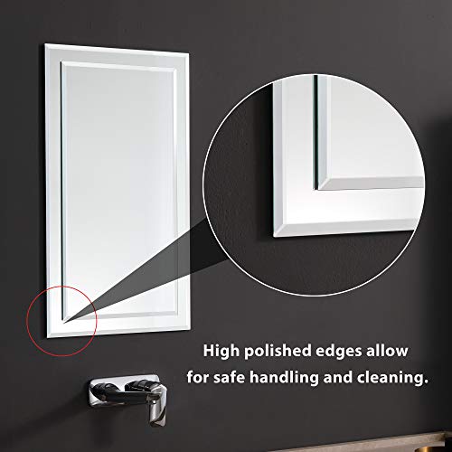 FRALIMK Mirror on Mirror Rectangular Beveled Edge Polished Frameless Rectangle Bathroom Decorative Wall Mirrors for Entryway, Living Rooms and Bedrooms, 15.75" x 27.56"