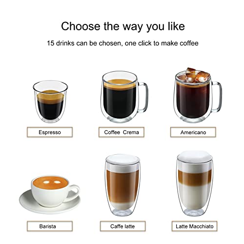 DR.COFFEE C12 Fully Automatic Coffee Machine, Espresso Machine With Ceramic Flat Burrs, 9 Grind Size Options, 7β HD Large Touchscreen, 4 Water Tank for Office Use, Pitch-black