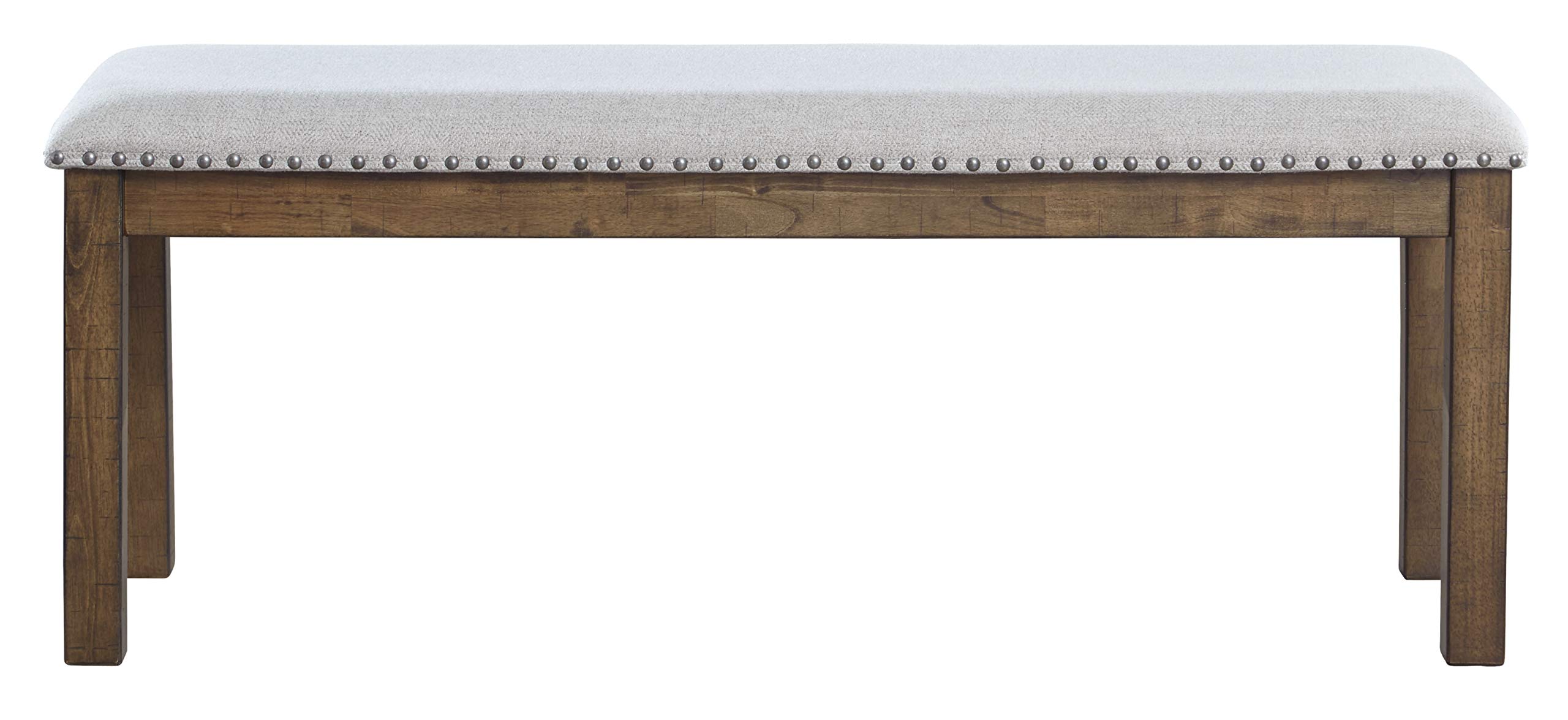 Signature Design by Ashley Moriville Casual Rustic Upholstered Dining Bench, Grey & Brown