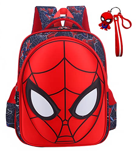 SUFRAH 13inch Cartoon Backpack Red&Blue Comic Waterproof Durable Lightweight Bookbag Fashion Causal Travel Bag