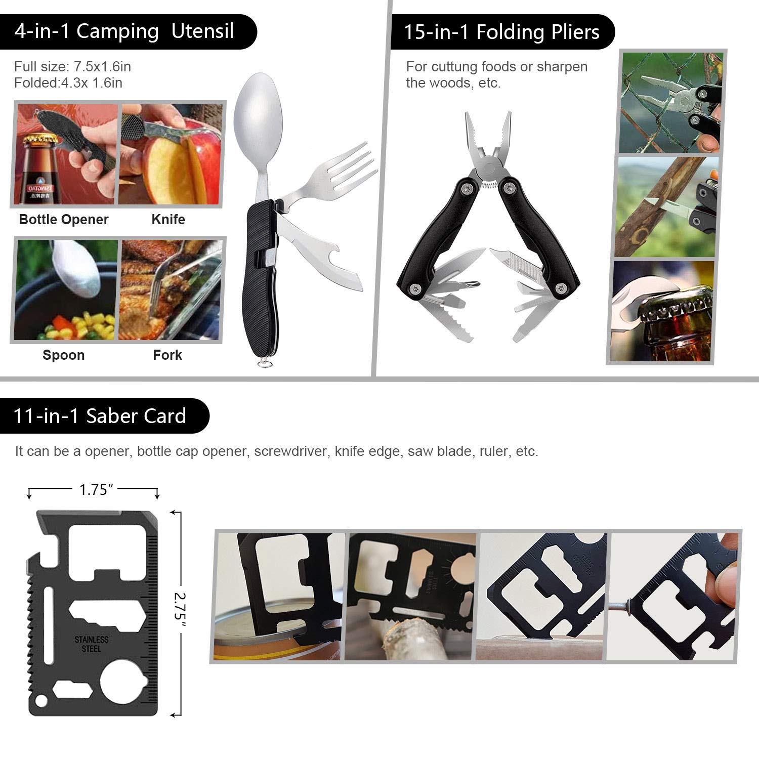 Emergency Survival Kit, 151 Pcs Survival Gear First Aid Kit, Outdoor Trauma Bag with Tactical Flashlight Knife Pliers Pen Blanket Bracelets Compass for Camping Earthquake or Adventures (Black)