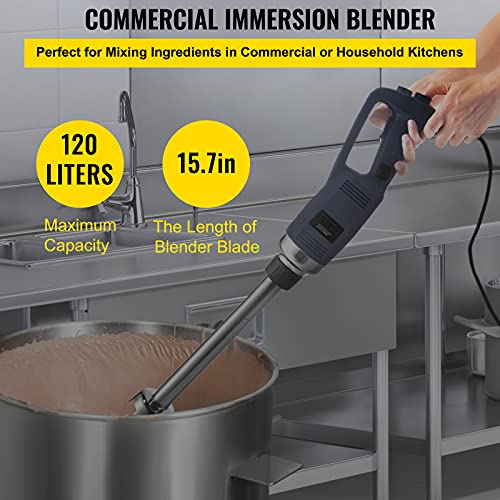 VEVOR Commercial Immersion Blender Variable Speed Heavy Duty Immersion Blender 750W Commercial Hand Mixer 304 Stainless Steel Hand Blender Commercial (15.8")