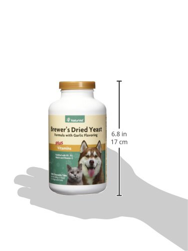 NaturVet Brewers Dried Yeast Formula with Garlic Flavoring Plus Vitamins for Dogs and Cats, Chewable Tablets, Made in The USA with Globally Source Ingredients 1000 Count