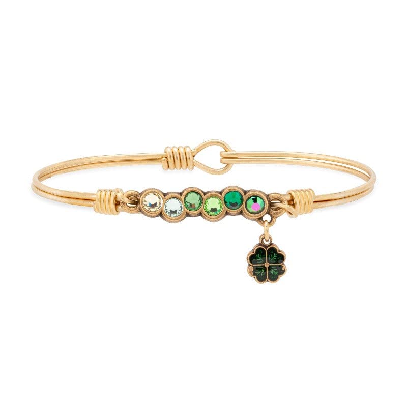Luca + Danni Lucky Clover Starlight Bangle Bracelet in Irish Ombre For Women - Silver Tone Regular Size Made in USA