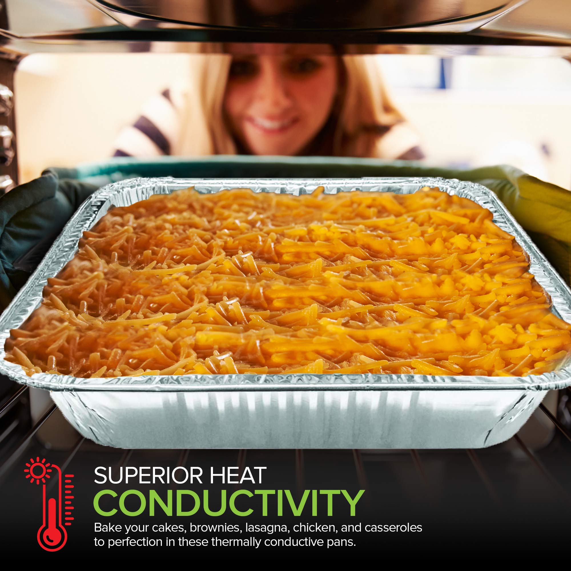 Stock Your Home 9x9 Aluminum Foil Pans - 8.75" L Rim (30 Pack) Square Tins for Toaster Oven- Cooking Lasagna, Casserole, and doing Food Prep - Disposable Baking Pan for Cake or Brownie Dish
