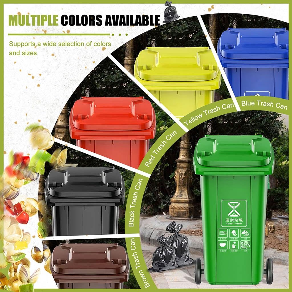 PSYBRYTHIA Large Outdoor Garbage Can Wastebasket with Lid & Resistant Wheels, 100L 120L 240L Large Capacity Commercial Trash Can for Patios, Kitchens, and Outdoor Entertaining(Blue)