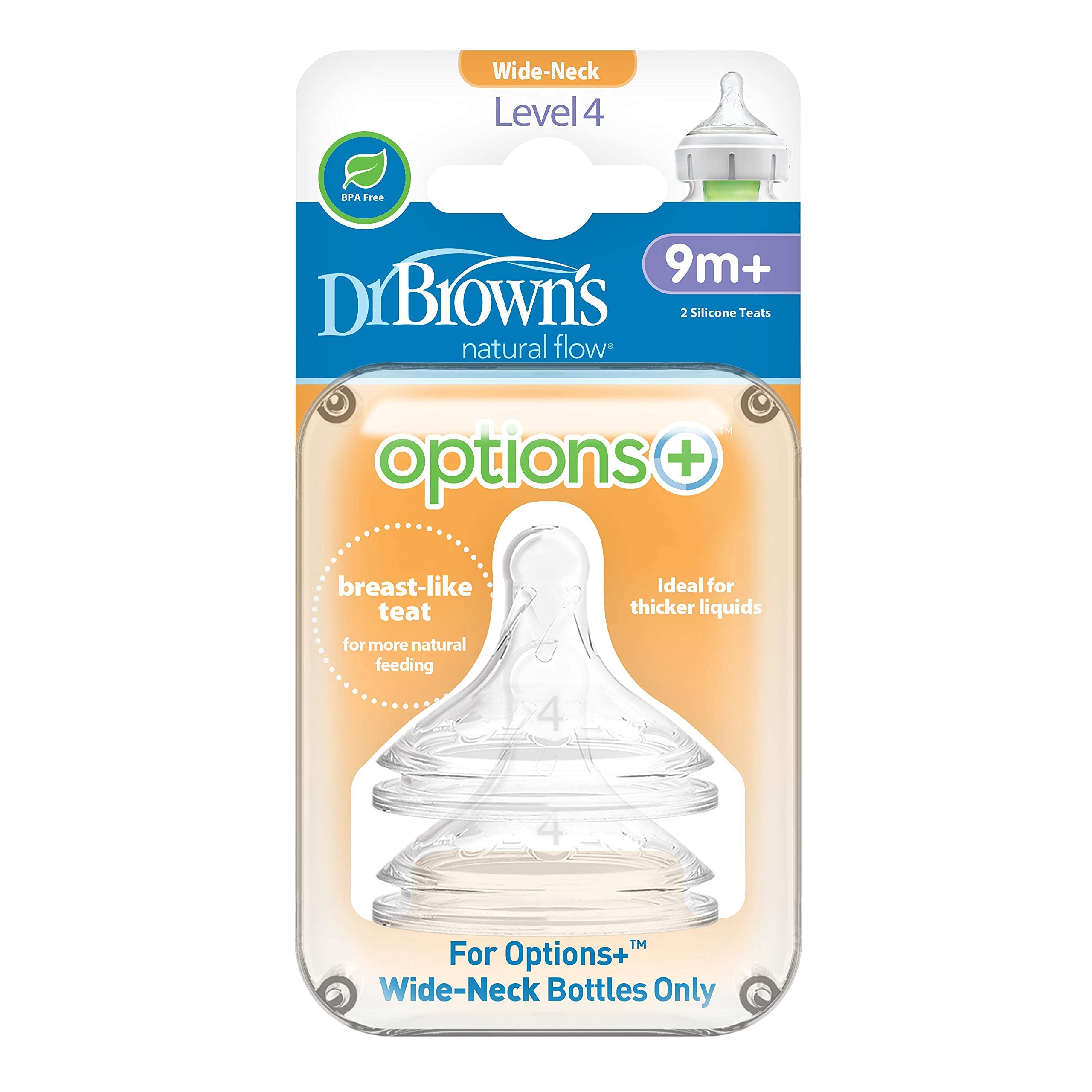 Dr. Brown's Original Wide-Neck Nipple, Level 4 (9m+), 6 Count - Pack of 1