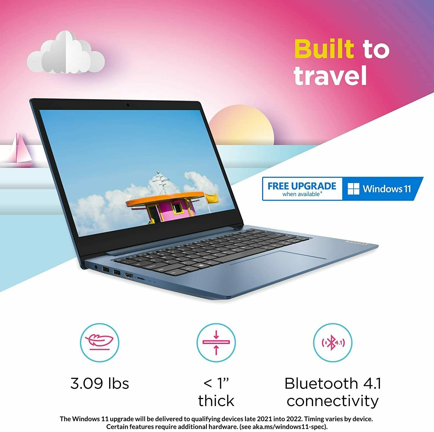Lenovo IdeaPad 14" Light Laptop, Intel Celeron N4020 Up to 2.8Ghz, 4GB DDR4 RAM, 64GB eMMC SSD, Intel UHD Graphics 600, 8hours Battery Life, Bluetooth, Wi-Fi 5, Windows 10S w/3in1 Accessories