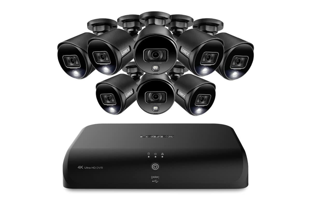 Lorex D4K2AD-88B 4K 8-Channel 2TB Wired DVR System with 8X Black Analog Active Deterrence Security Cameras