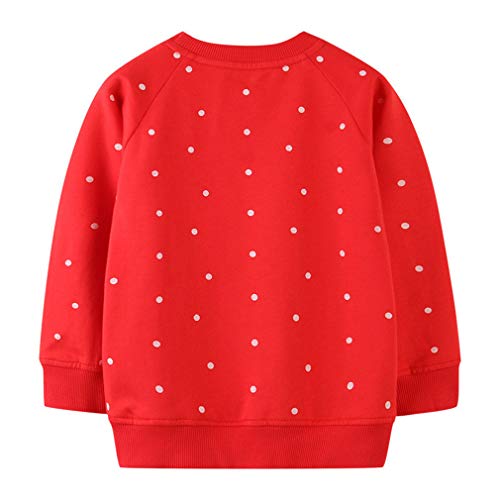 Girl Sweatshirts Pullover Crewneck Red Alpaca Winter Long Sleeve Tops Cotton Casual Sweater Shirts 4T