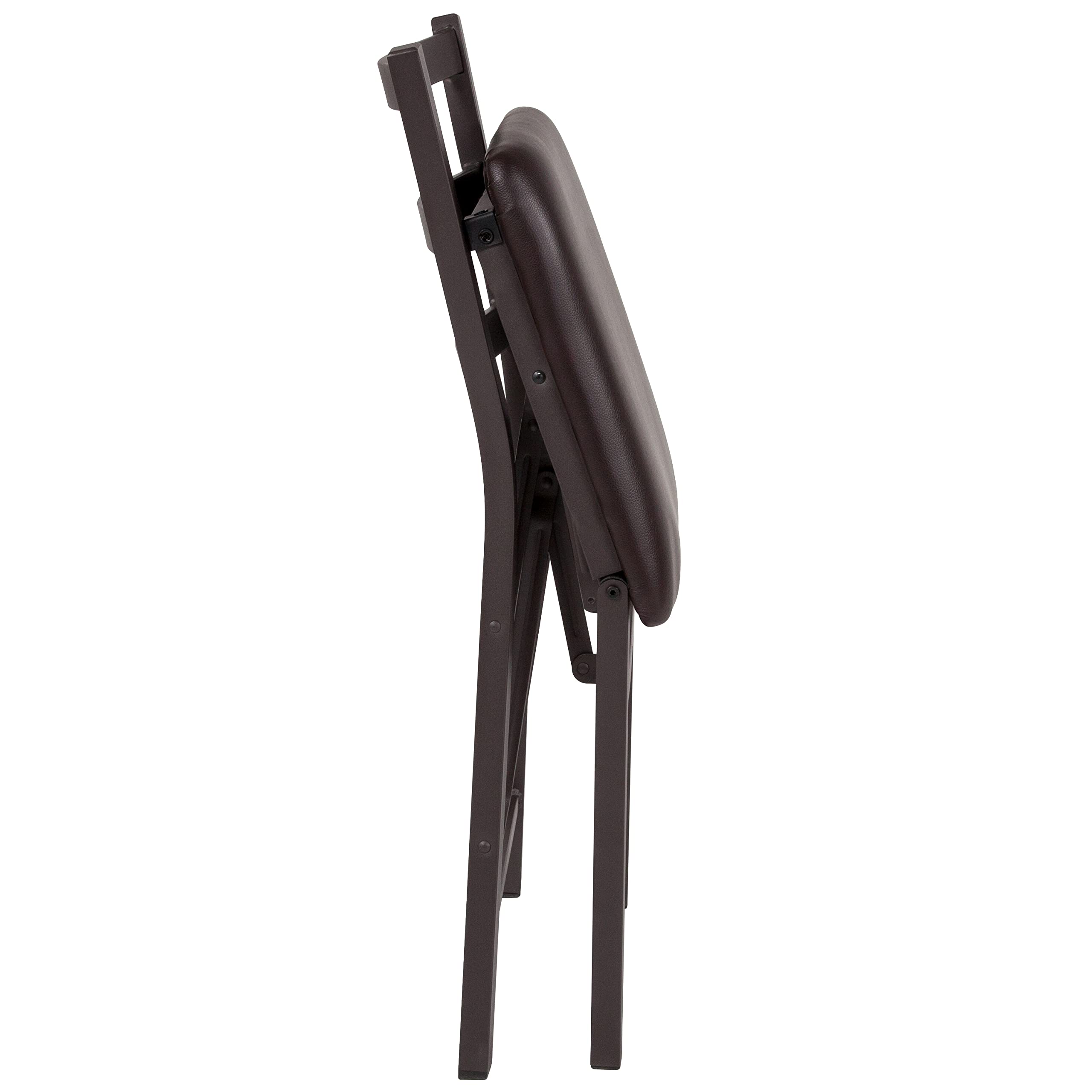 EMMA + OLIVER 2 Pack Ladder Back Metal Folding Chair with Brown Vinyl Seat