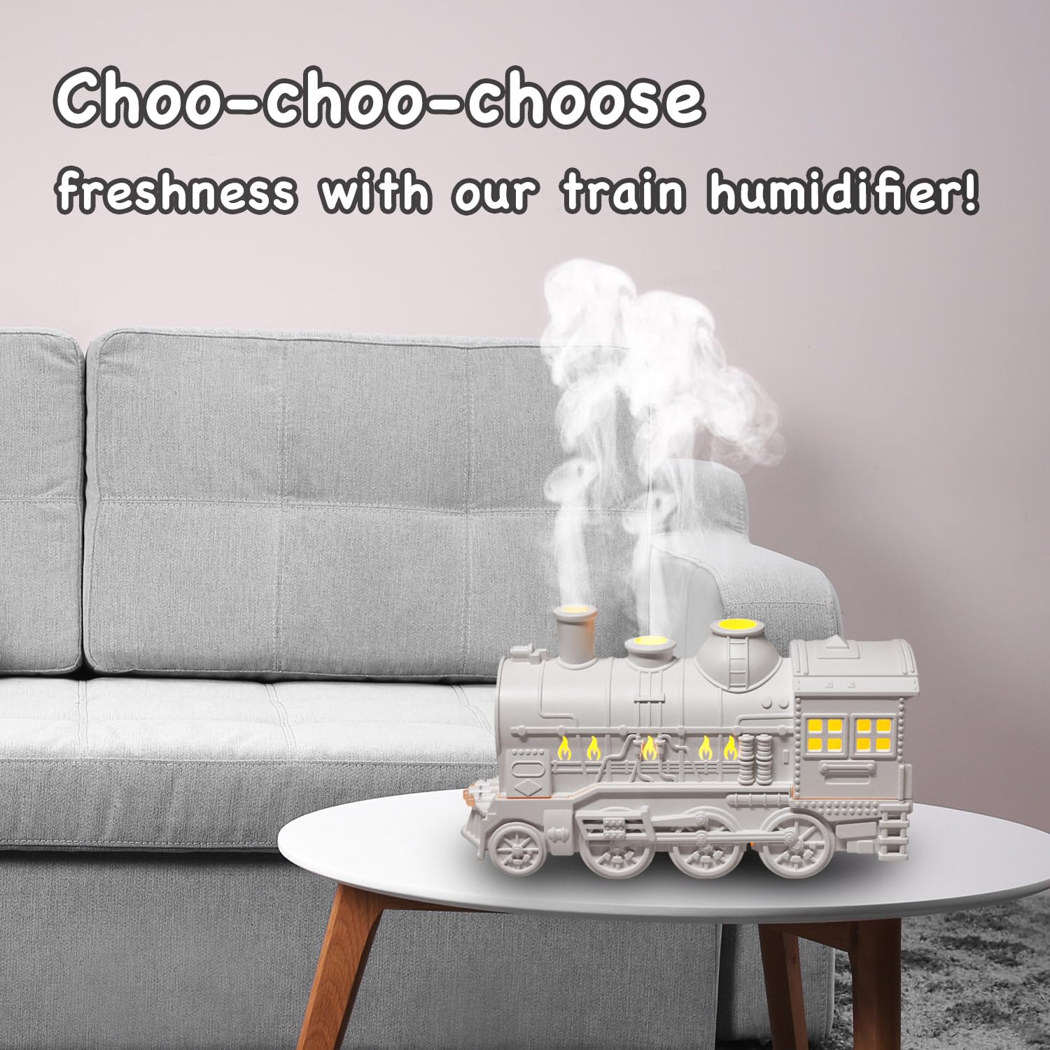 Hdcaravan Train Humidifier Essential Oil Diffuser, Quiet Locomotive Humidificador Magico 300ml Cool Mist Aroma Diffusers for Home Bedroom Office