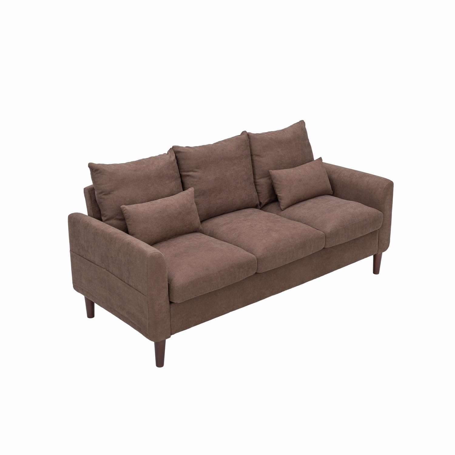 Panana Sectional Sofa 3 Seat Couch, Modern Sofa with Solid Wood Legs, Couches Sofas for Living Room Apartment Bedroom, Comfortable Small Couches for Small Spaces (Black Faux Leather-Track Arm)