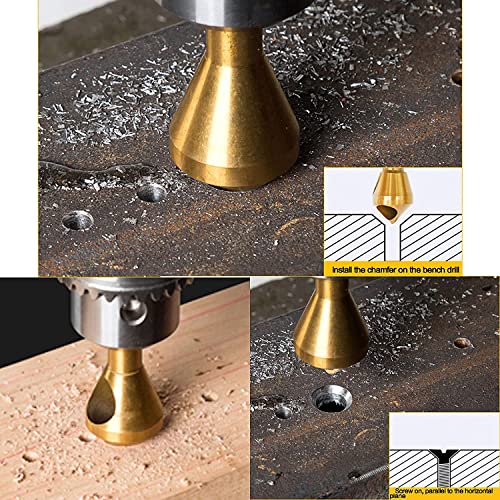 KEWAYO 4pcs Titanium Coated Countersink Chamfer Tool Deburring Tool Set Metal Wood Drill Bits Zhongbo Business